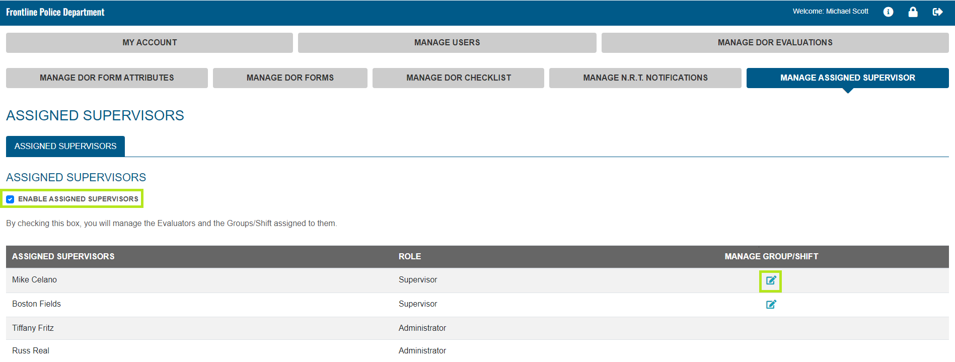 Manage Assigned Supervisors