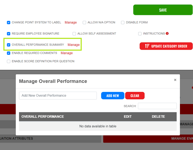 Manage Overall Performance Summary has been relocated to within the ...